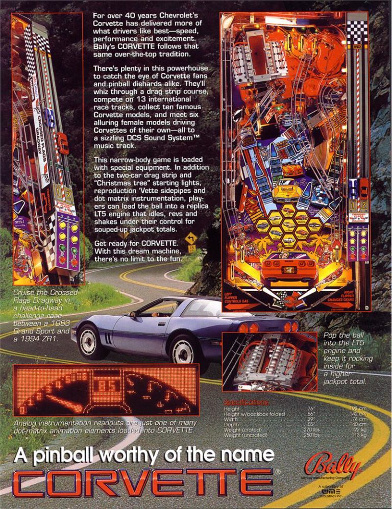 Buy Corvette Pinball Machine by Bally Online at $7999