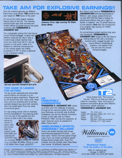 Buy Terminator 2 Pinball Machine by Williams Online at $7999