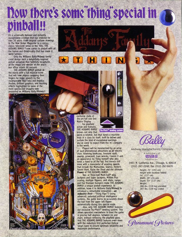 Buy Addams Family Pinball Machine by Bally Online at $15999